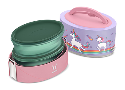 Buy VAYA Insulated Stainless Steel Lunchbox with 2 tritan plastic inner ...